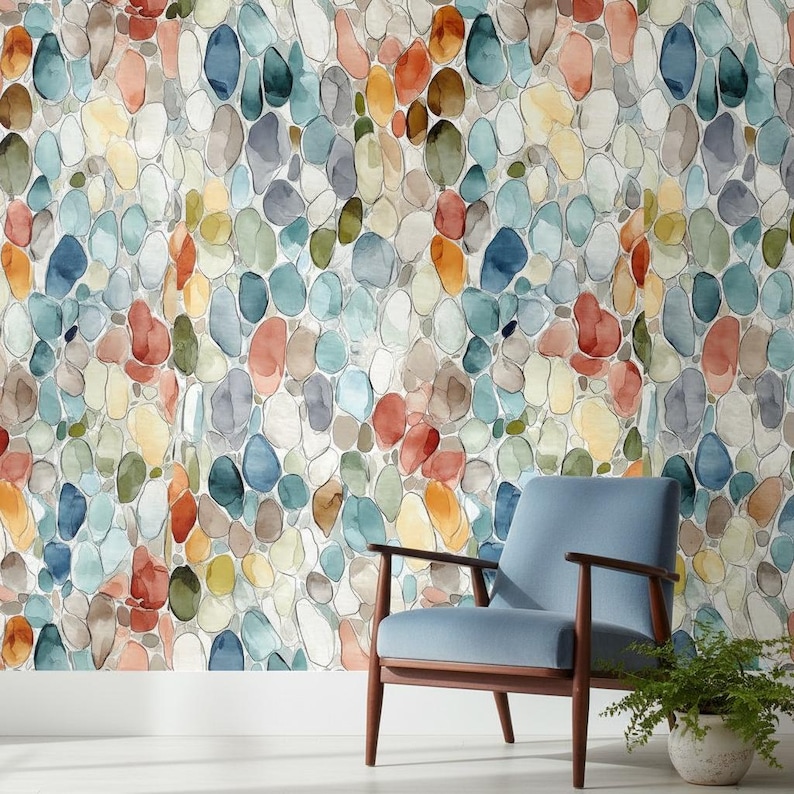 Geometric Wallpaper Vibrant Removable Peel and Stick Eclectic Wall ...