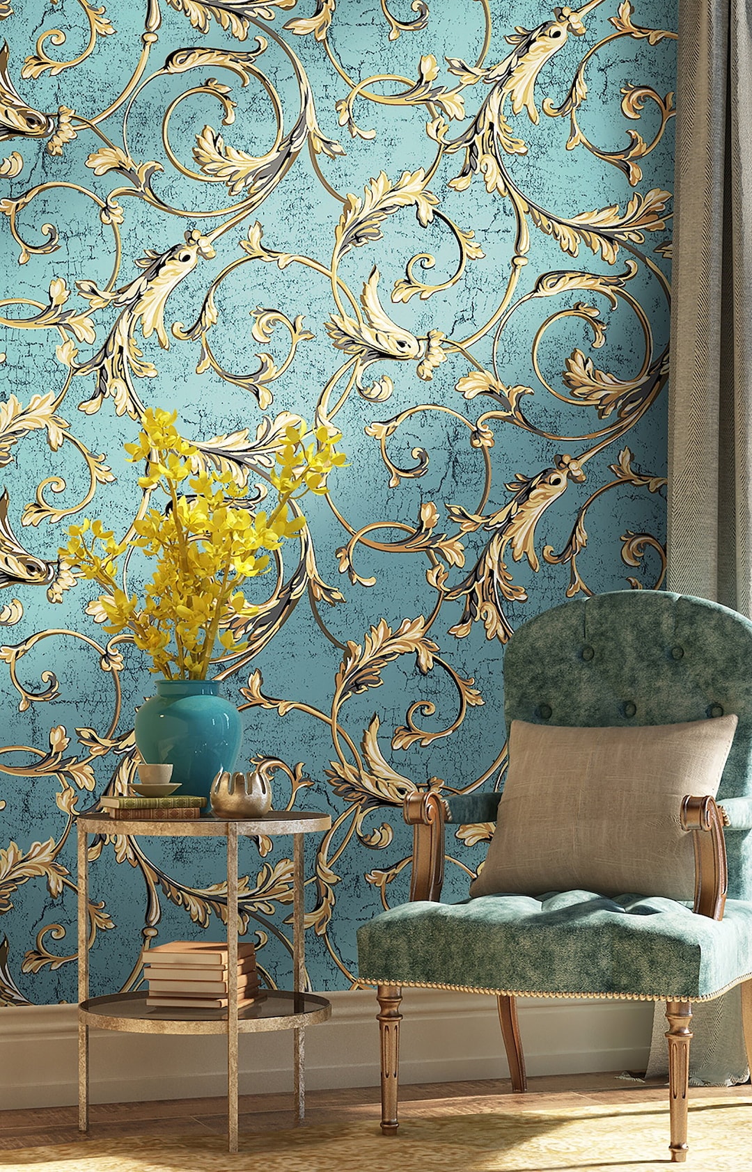 Baroque Wallpaper European Style Wall Mural Classic Vintage Peel and ...