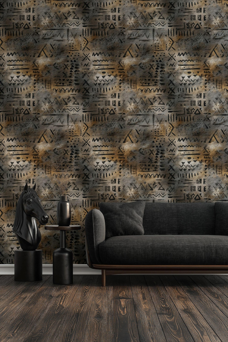 Tribal Mudcloth Wallpaper Earthy Removable Peel and Stick Ethnic Wall ...