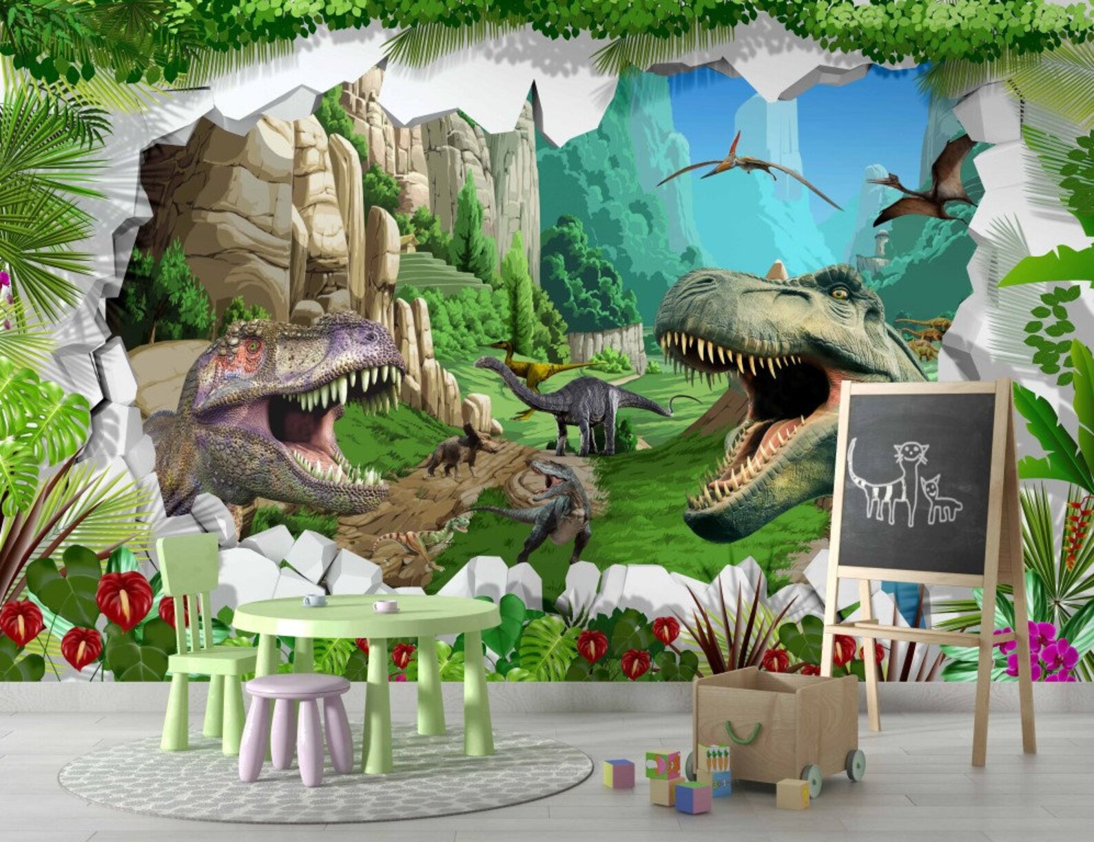 Dino Wallpaper / Wild Animals Wallpaper / Wild Plants - Etsy