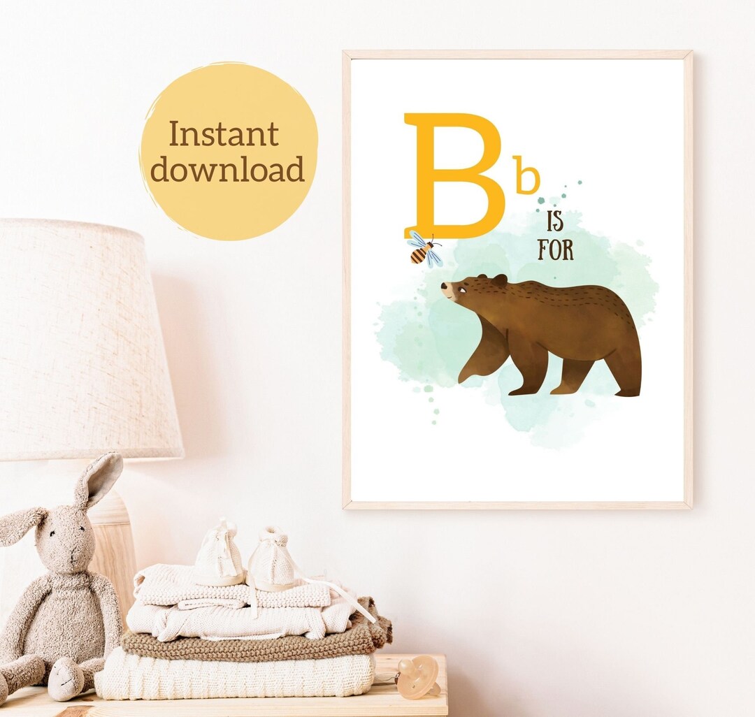 B is for Bear, B is for Bee, Alphabet Letter, Initial Gift, Pdf Art ...