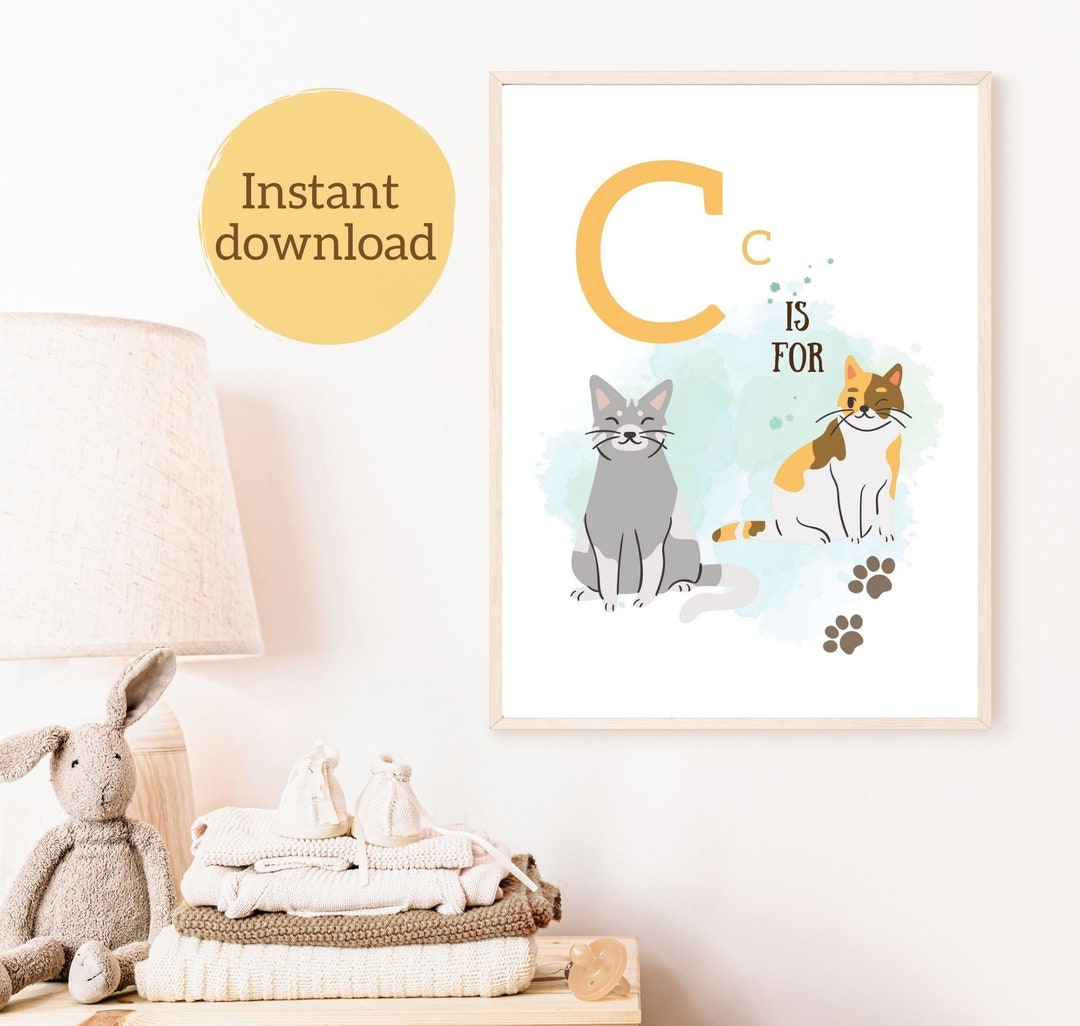 C is for Cat Alphabet Print, C Initial Downloadable Pdf File, Nursery ...