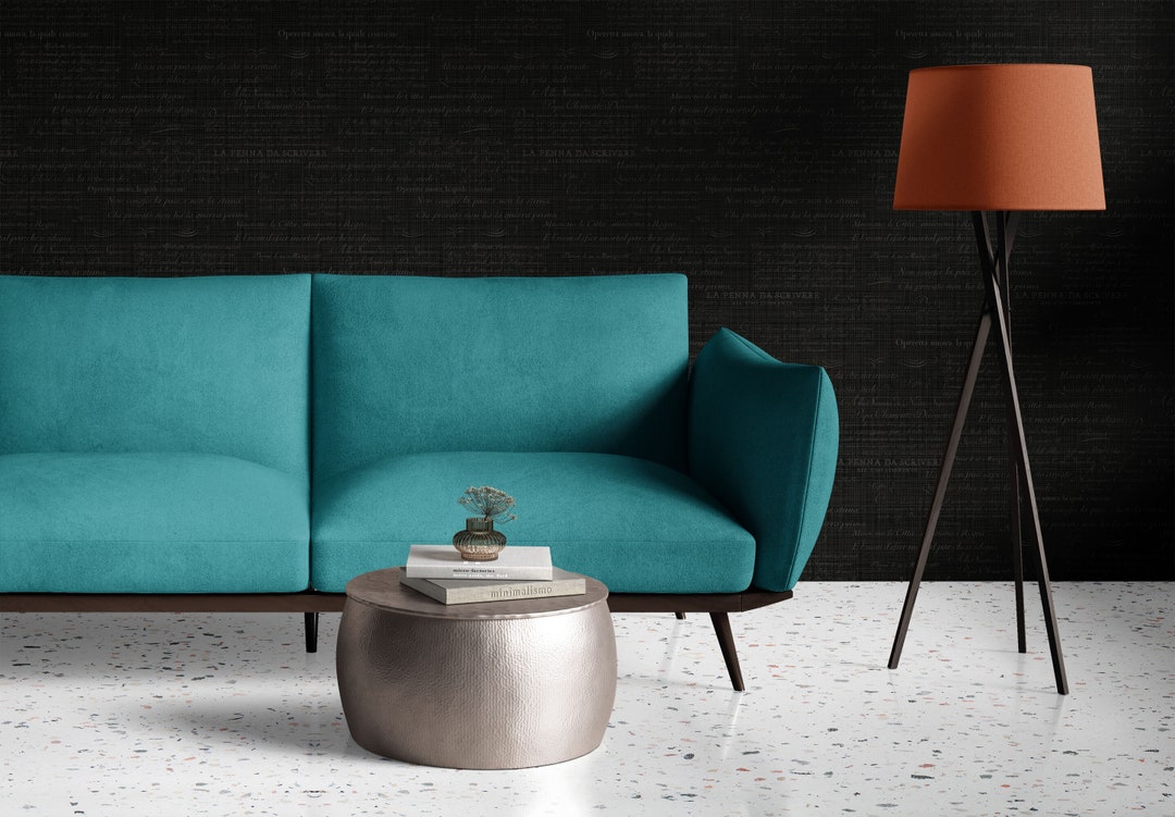 Vintage Italian Scripts Wallpaper in Black Grey CUSTOM SIZE Wall Mural ...