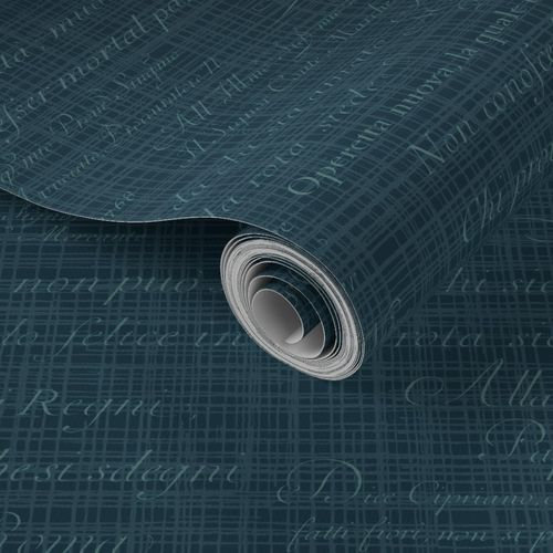 Vintage Italian Scripts Wallpaper in Slate Teal Blue CUSTOM | Etsy UK