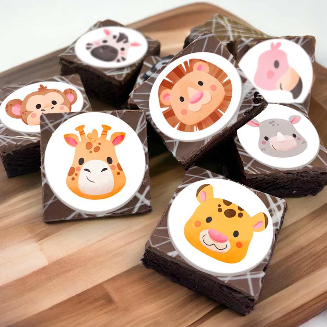 Bespoke Safari Animal Themed Chocolate Fudge Letterbox Brownies ...