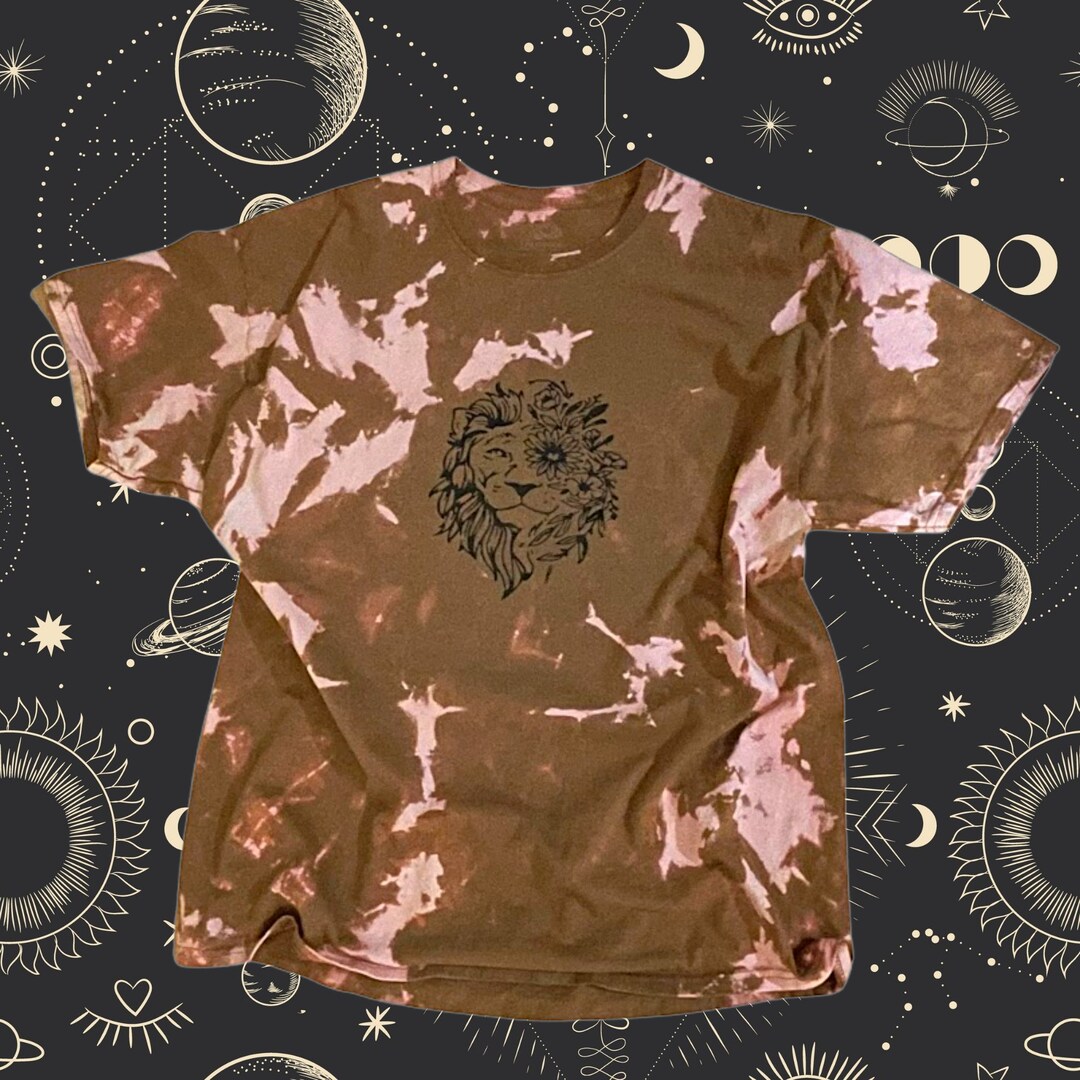 Flora Lion Vinyl Decal Bleach Tie Dye 100% Cotton Tshirt Handmade - Etsy