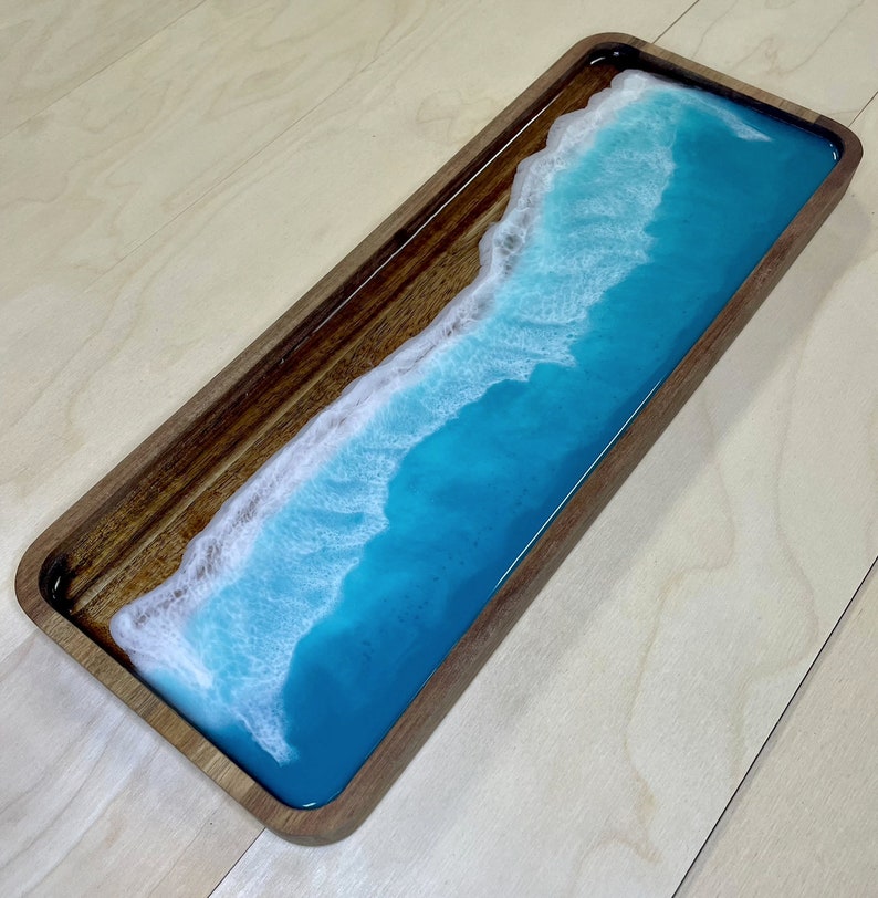 Ocean Waves Tray Epoxy Resin Rectangle Charcuterie Board trinket Tray ...