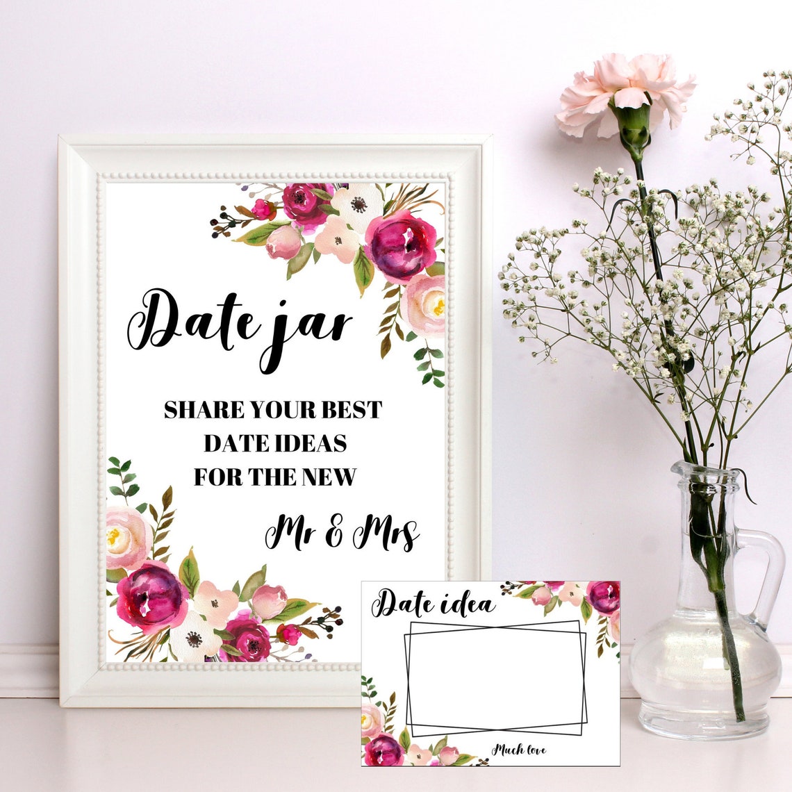 Date Jar Sign, Date Jar Cards, Date Jar for Bridal Shower, Date Jar ...