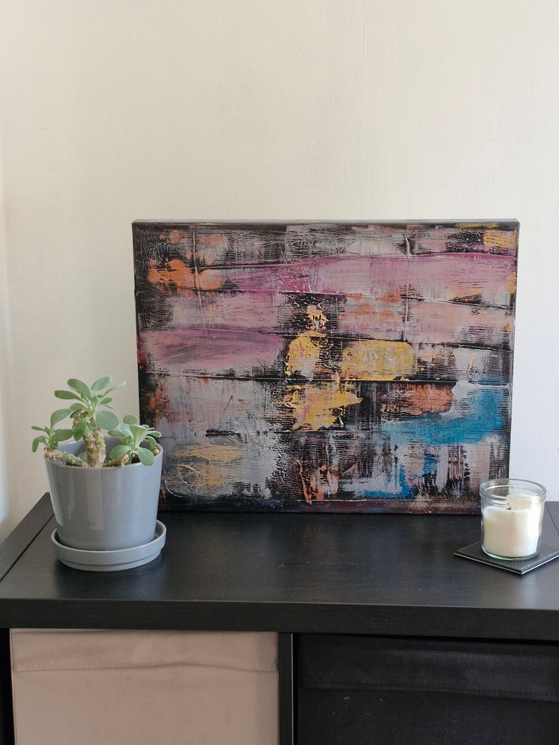 Original Abstract Art Painting Canvas, Deep Edge 40 X 51cm, Stunning ...