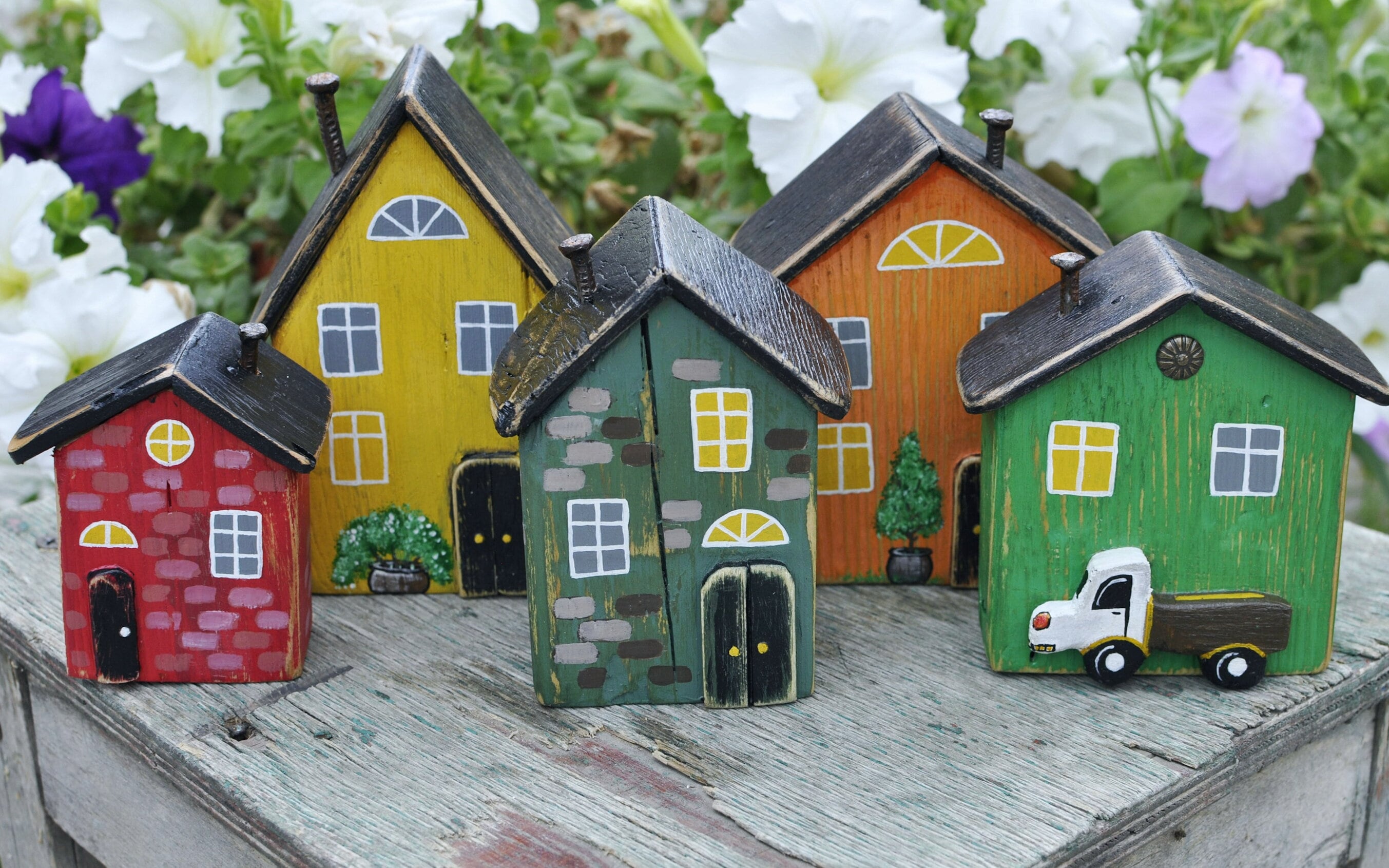 5 Wooden houses. Miniature wooden cottage little wooden | Etsy
