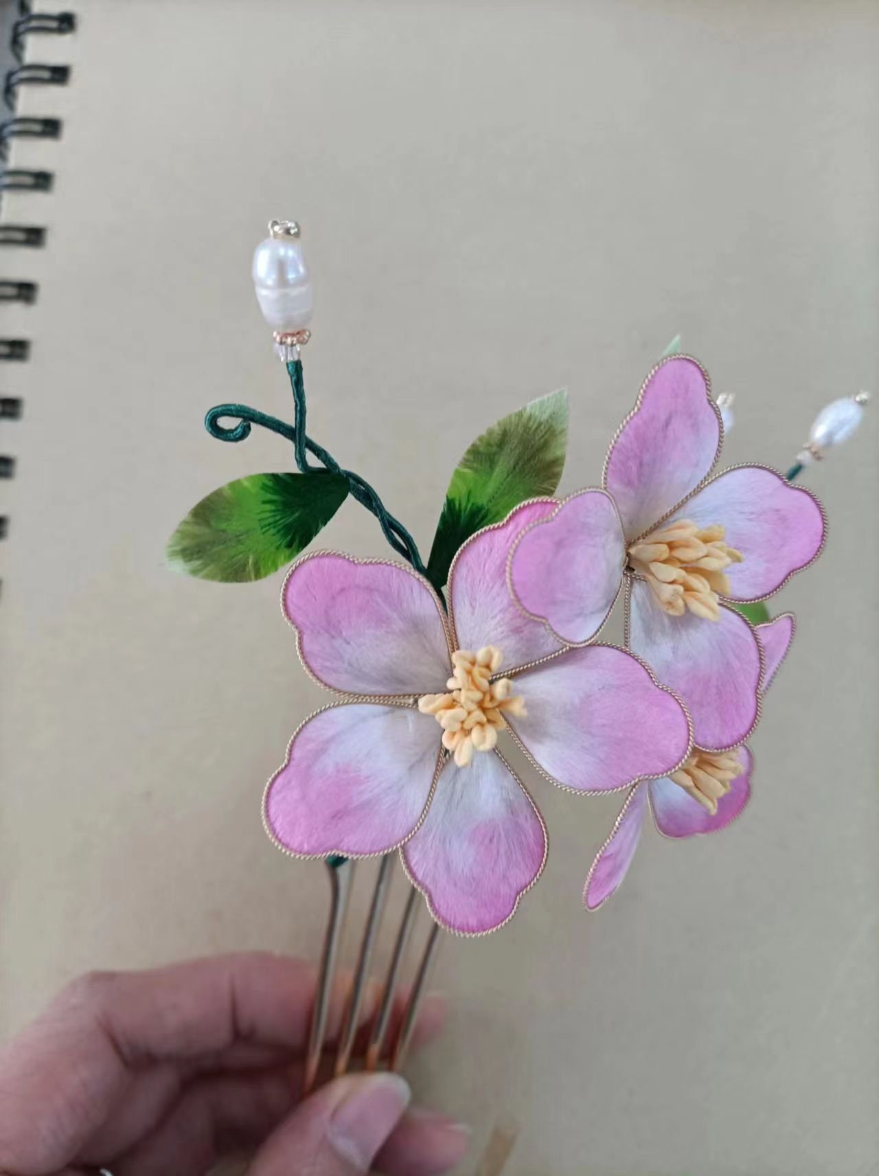 Ronghua Velvet Flower Blue Silk Peach Blossom Hair Comb, Hanfu Hairpin ...