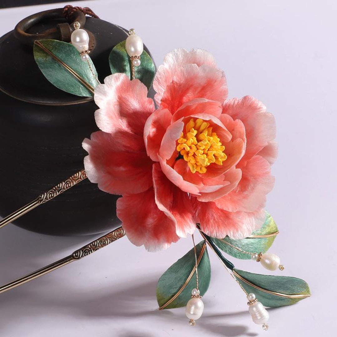 Silk Velvet Flower Hairpin Hanfu Qipao Women's Headwear Ancient Style ...