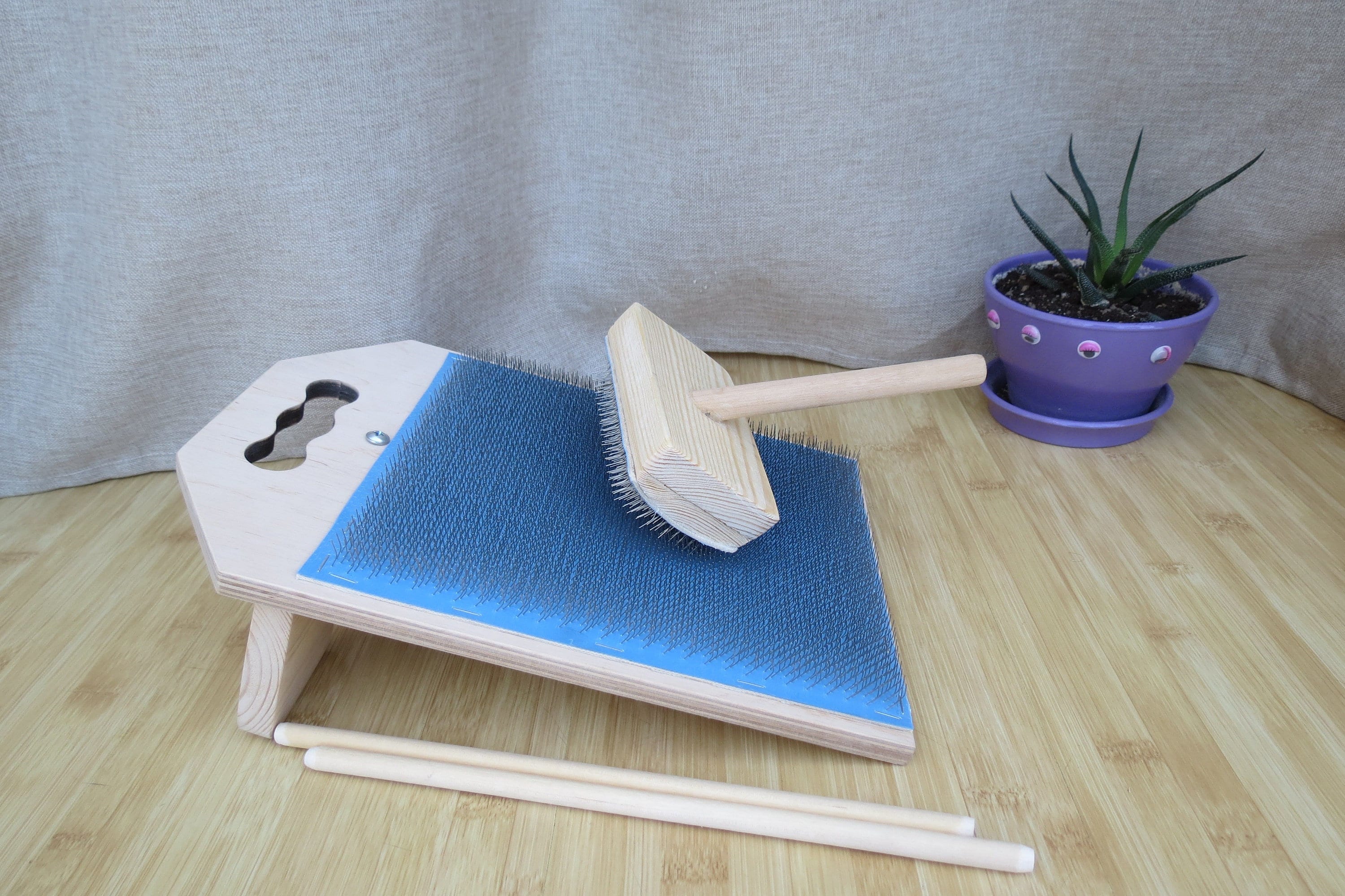 Wooden Carder Fiber Combing Cardings Blending Board 72 TPI Wool Picker ...