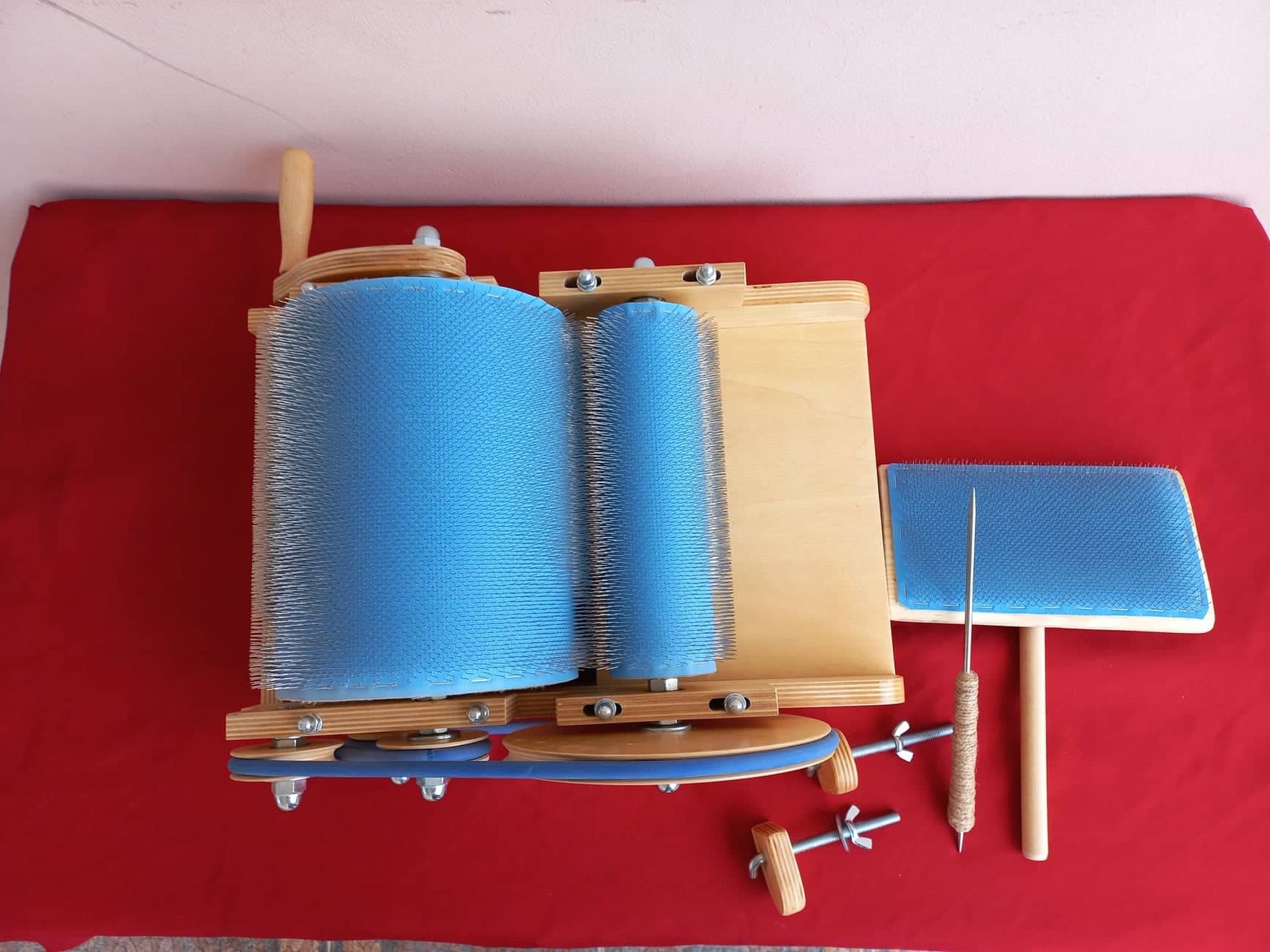 Wooden Drum Carder for Wool Fiber Combing Cardings Blending Board - 72 ...
