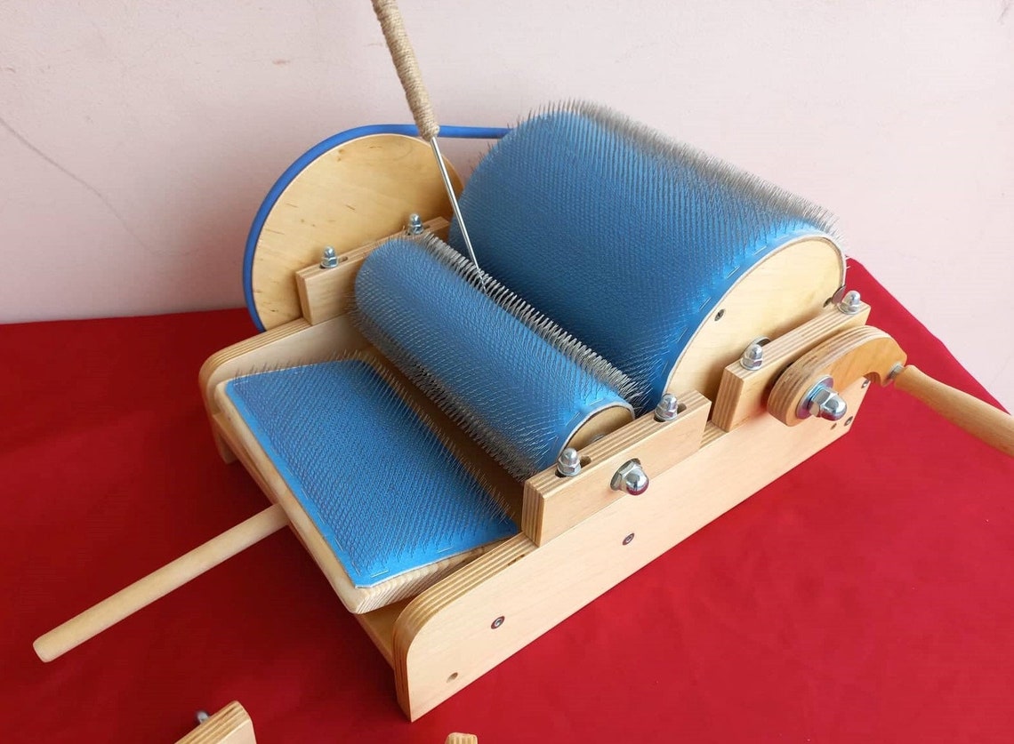 Wooden Drum Carder for Wool Fiber Combing Cardings Blending - Etsy