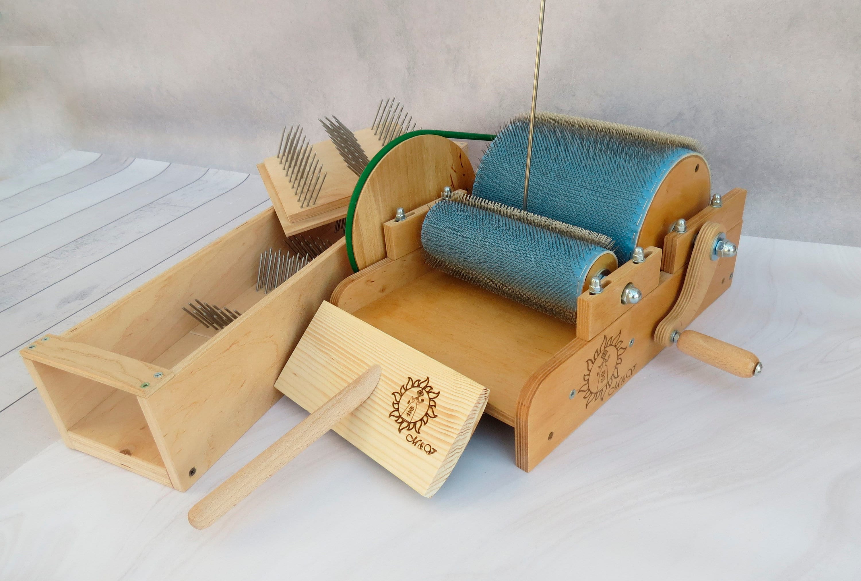Set: Wooden Drum Carder for Wool and Wool Picker Drum Carder - Etsy Canada