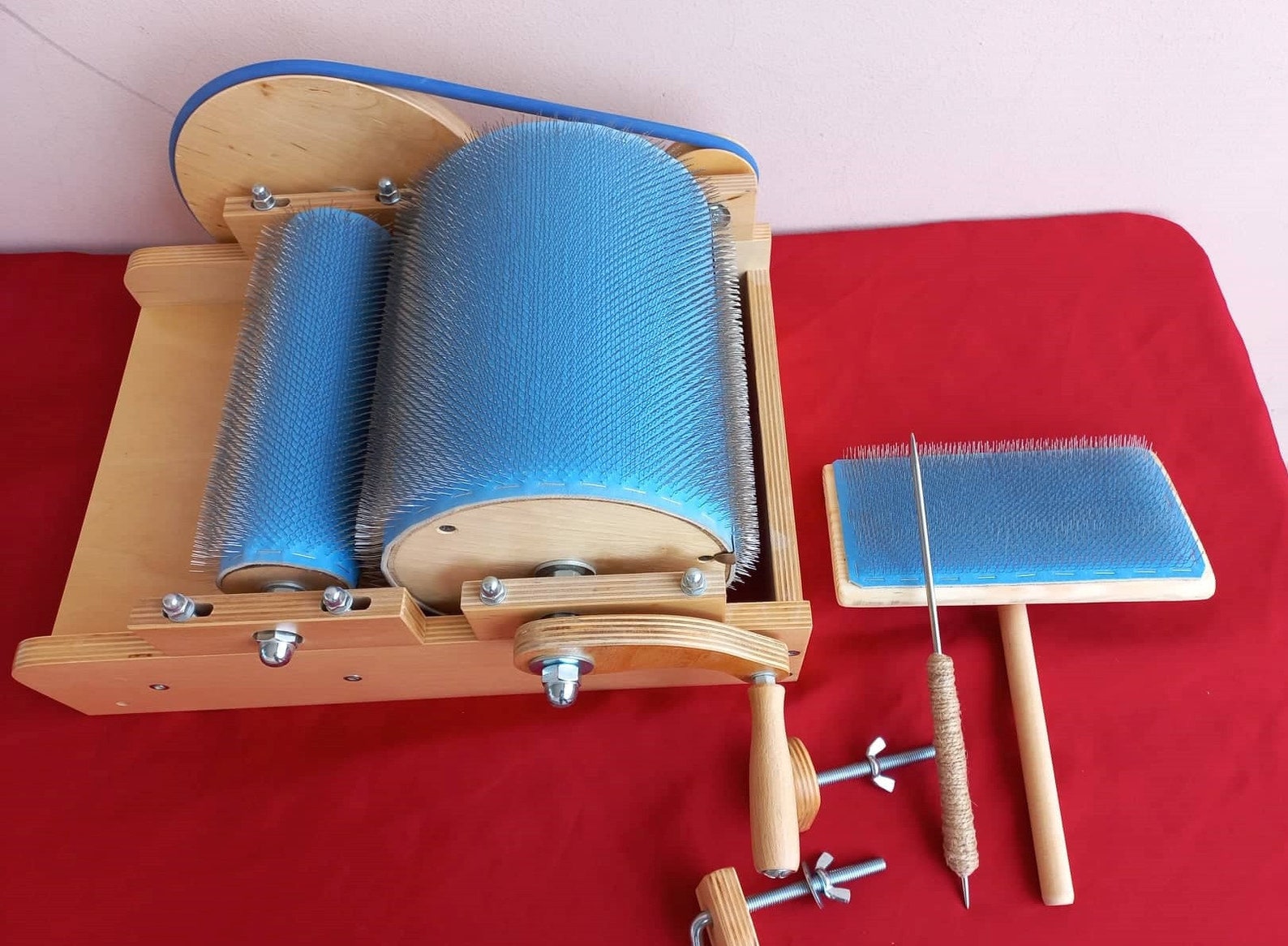 Wooden Drum Carder for Wool Fiber Combing Cardings Blending Board - 72 ...