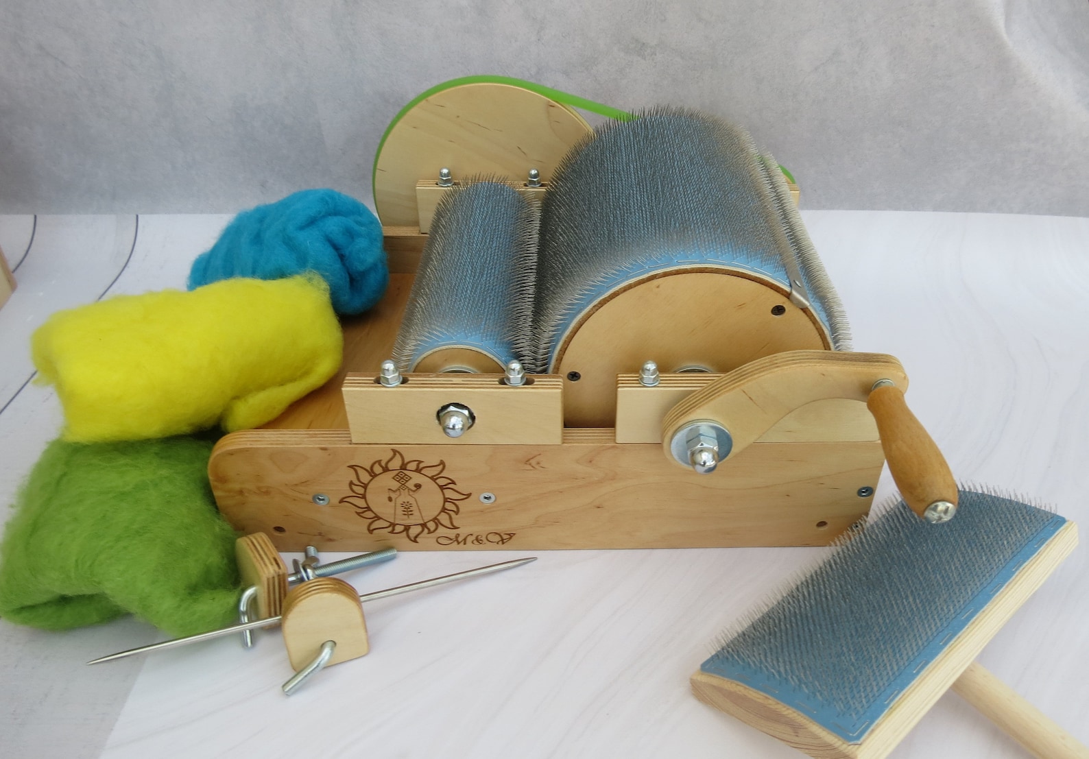 Set: Wooden Drum Carder for Wool and Fiber Combing Cardings - Etsy UK