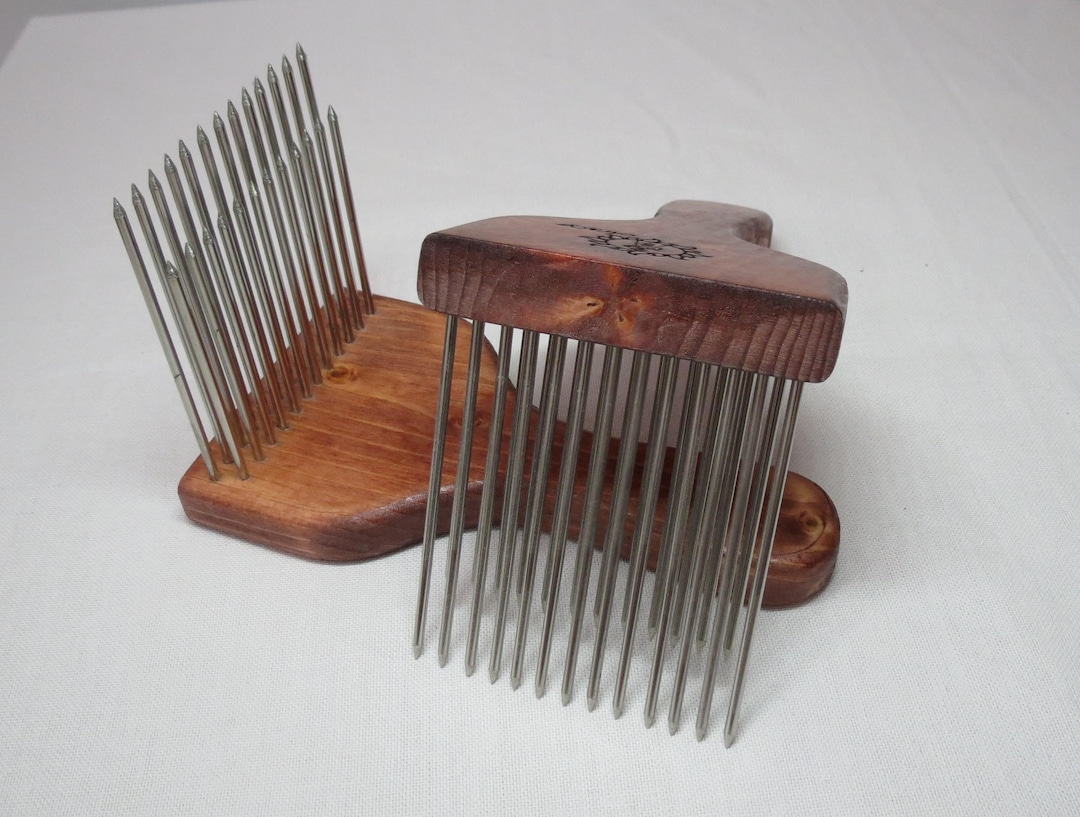 Brown Wool Combs for Fine Wool , Double Row , Set of 2 Hand Combs ...