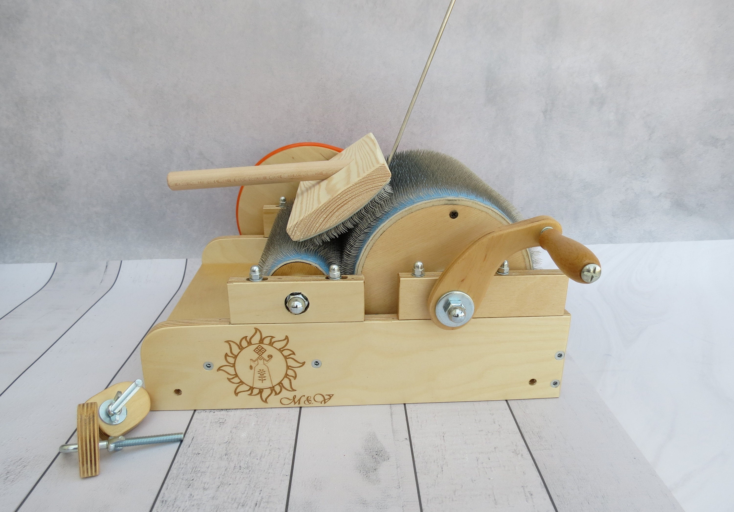 Wooden Drum Carder for Wool Fiber Combing Cardings Blending - Etsy