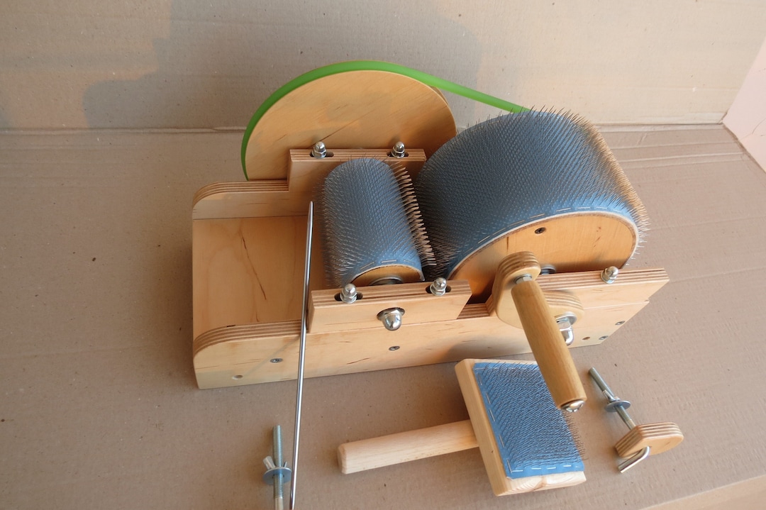 Wooden Mini Drum Carder for Wool Fiber Combing Cardings Blending Board ...
