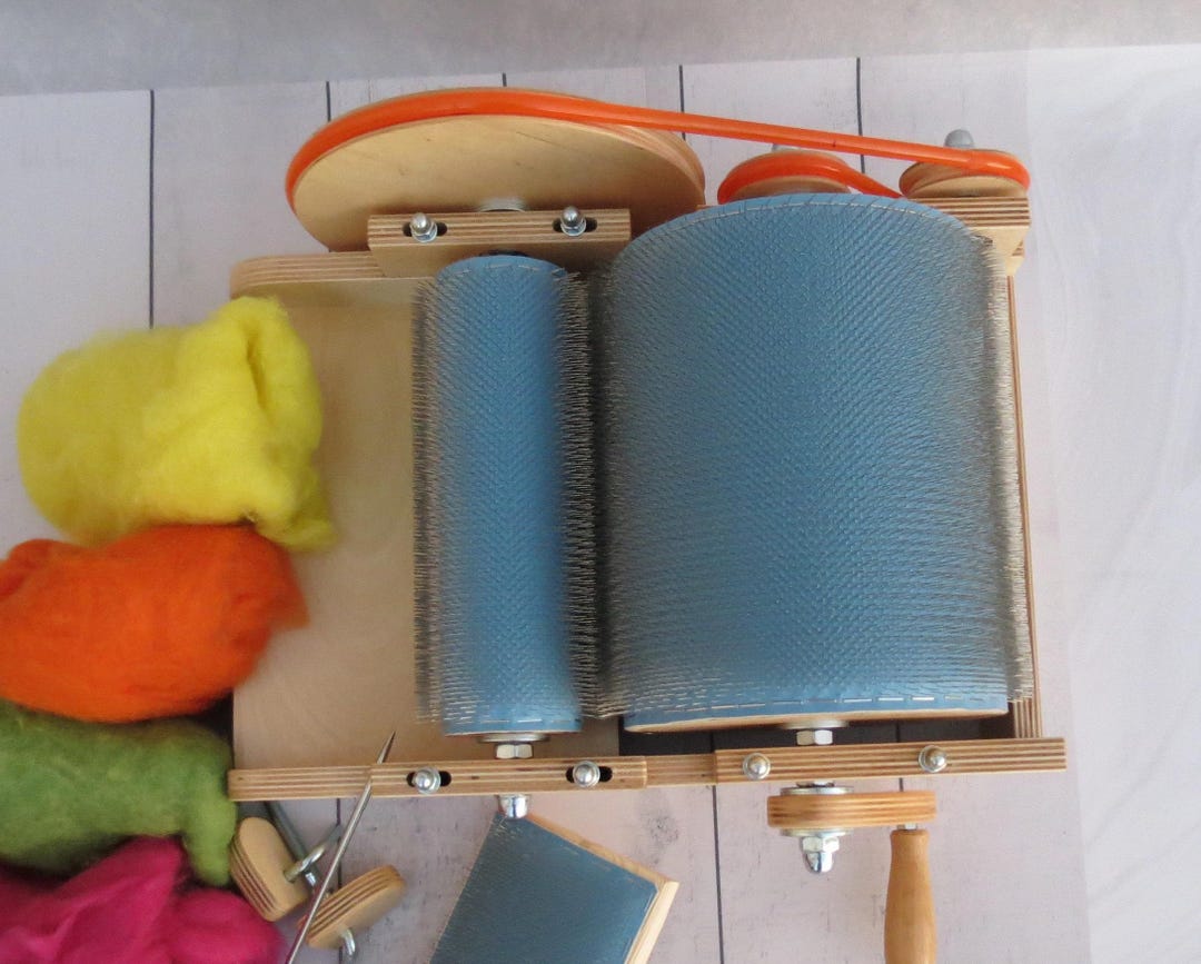 Wooden Drum Carder for Wool Fiber Combing Cardings Blending Board - 120 ...