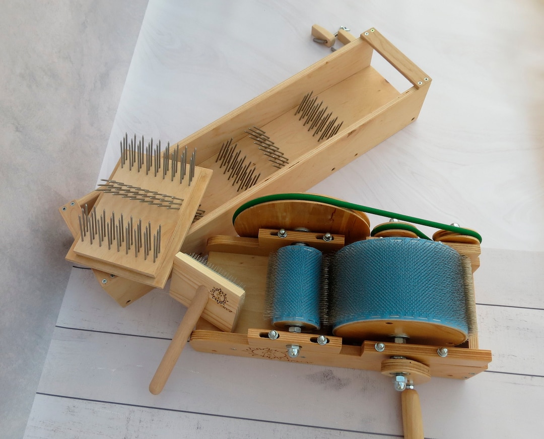 Set: Mini Drum Carder for Wool and Wool Picker - Drum Carder for Wool ...