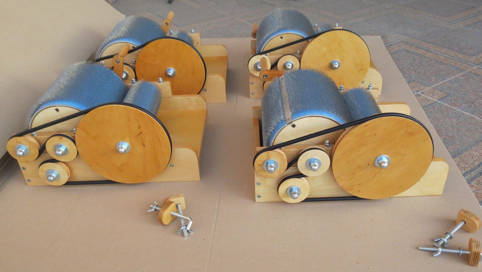 Set: Wooden Drum Carder for Wool and Fiber Combing Cardings - Etsy