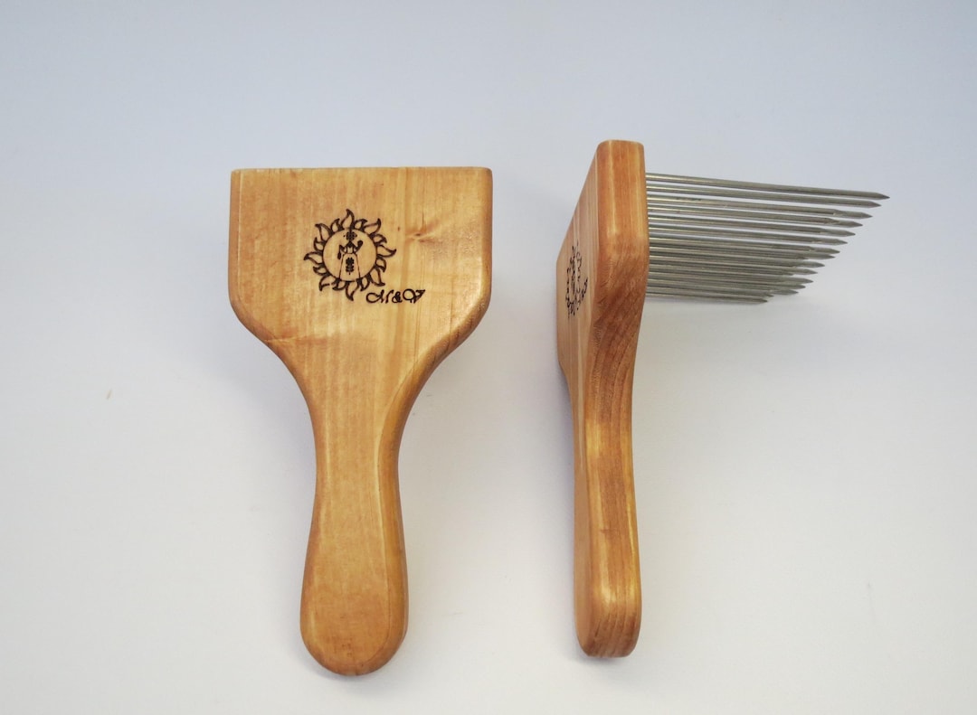 Wool Combs for Fine Wool Double Row Set of 2 Light Brown Hand Combs ...