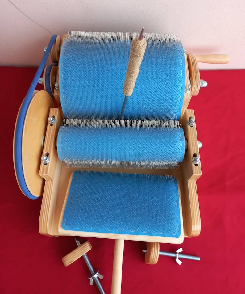 Wooden Drum Carder for Wool Fiber Combing Cardings Blending - Etsy