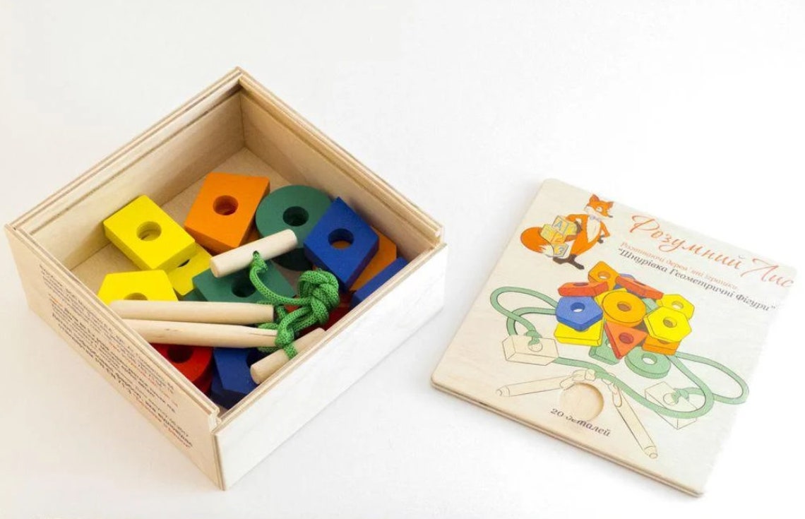 Lacing Toy Wood Stringing 20 pcs. didactic Developing for baby | Etsy