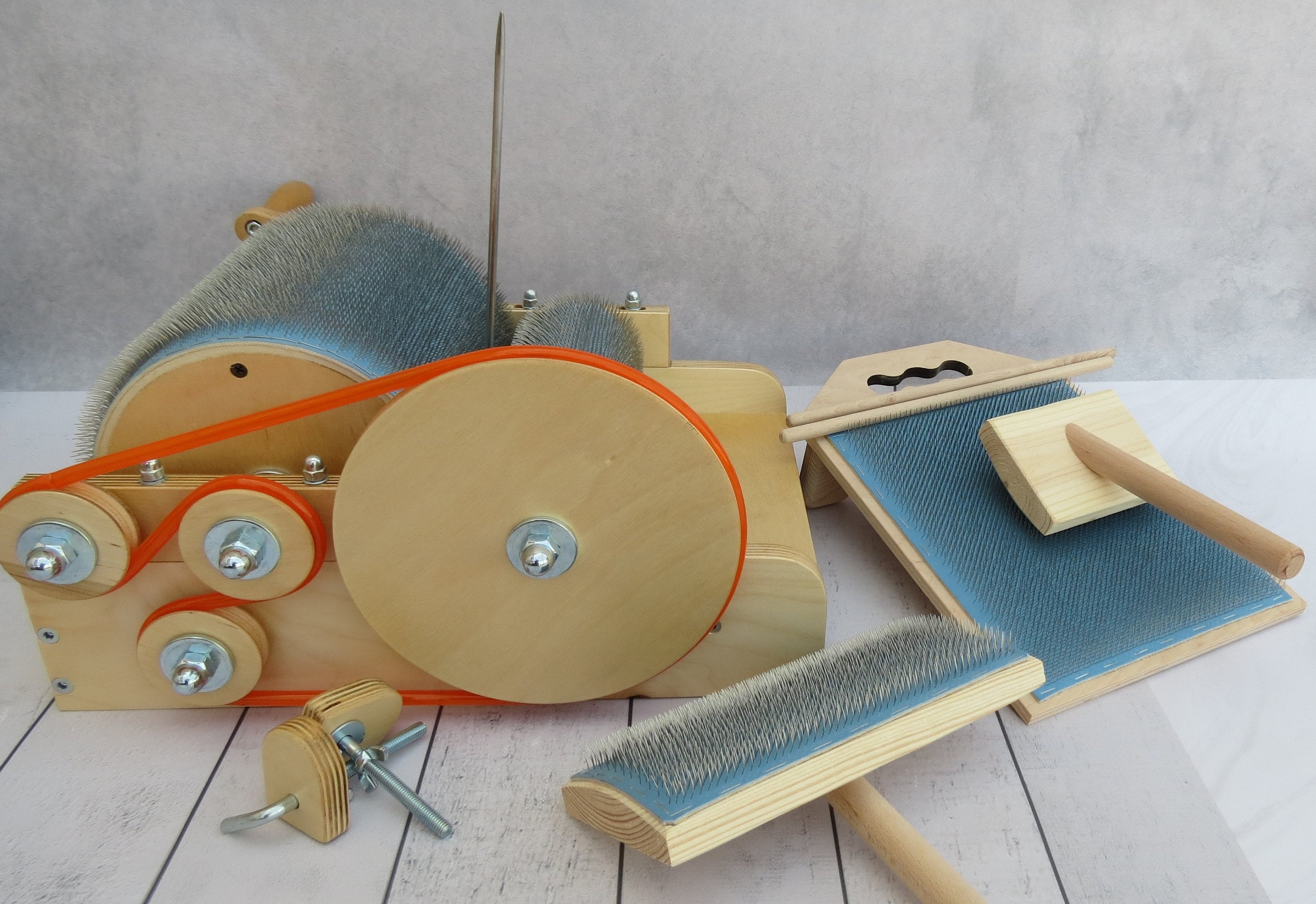 Set: Wooden Drum Carder for Wool and Fiber Combing Cardings - Etsy UK