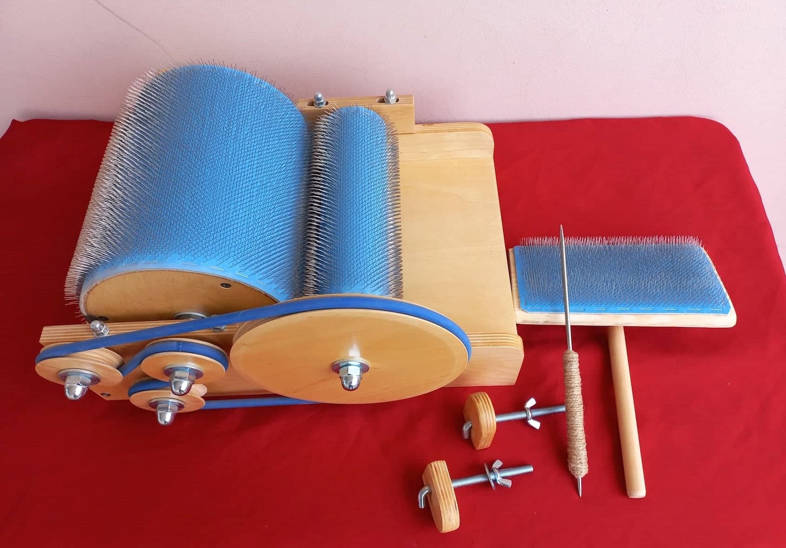 Wooden Drum Carder for Wool Fiber Combing Cardings Blending Board - 72 ...