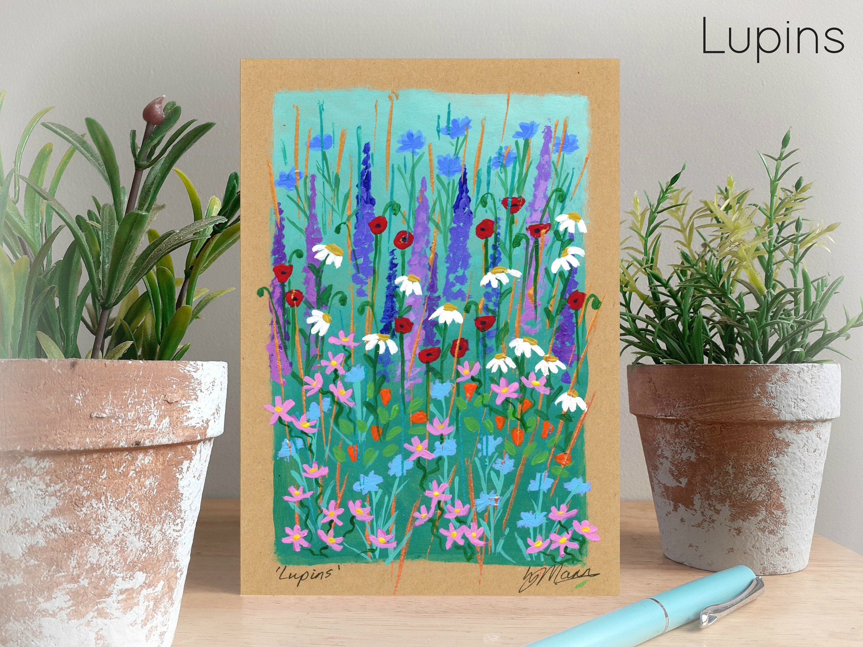 Hand Painted Card, Personalised, Painted to Order, Flower Choices, Hand ...