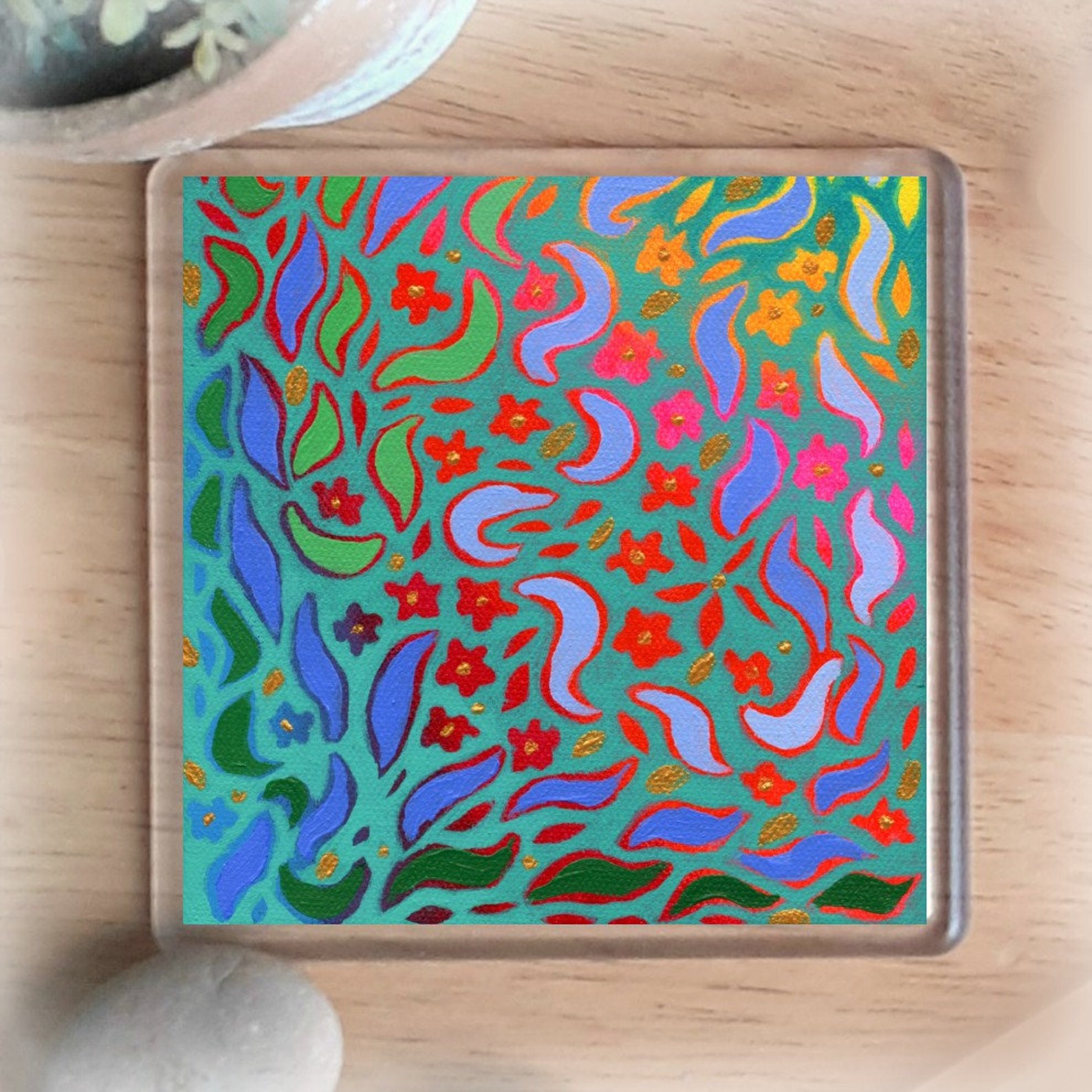 Colourful Coasters Flower Designs Set of Four Acrylic - Etsy UK