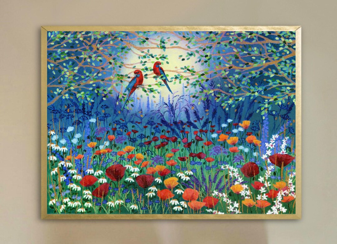 Poppies Original Painting, Parrot Painting, Art Nouveau, Poppy Flowers ...