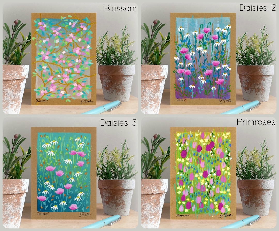 Hand Painted Card, Personalised, Painted to Order, Flower Choices, Hand ...