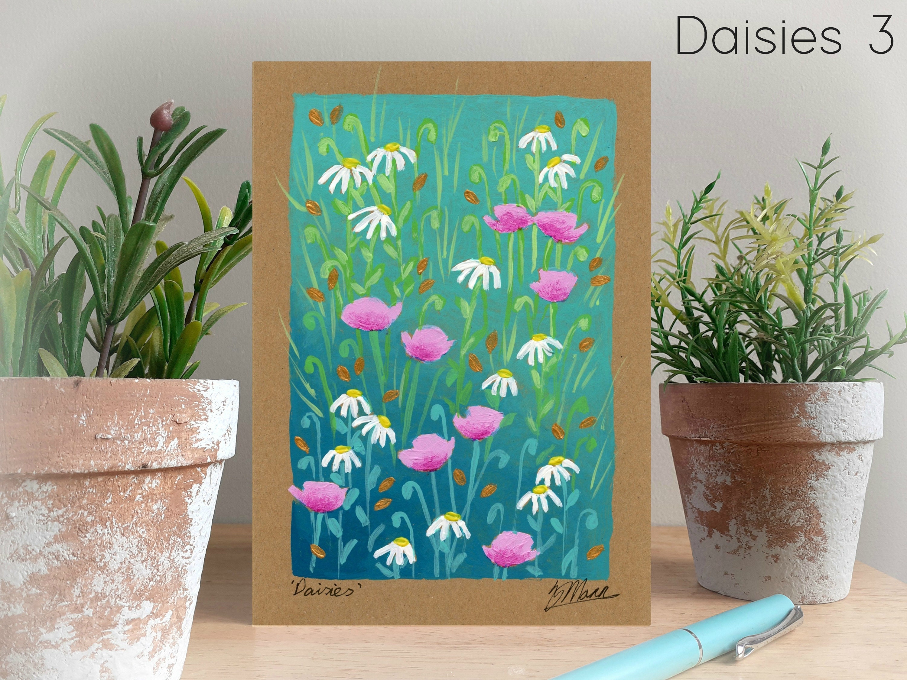 Hand Painted Card, Personalised, Painted to Order, Flower Choices, Hand ...