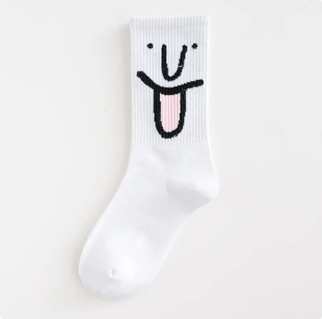 Funny Face Socks for Girls, Funky Cartoon Face Socks for Her, Cute Face ...