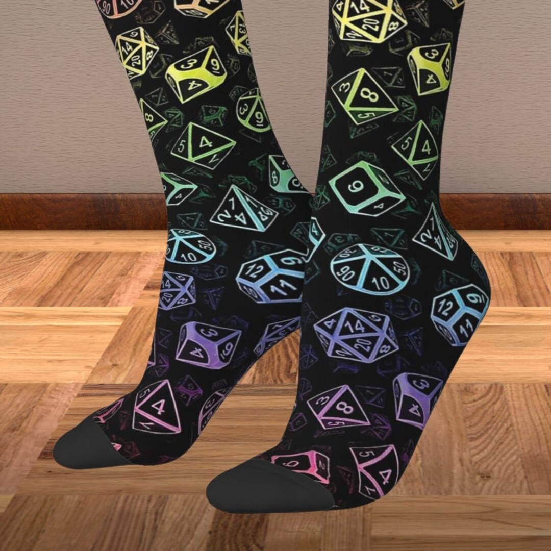 Dungeons and Dragons Socks, Dnd Socks, D & D Dice Socks, Boardgame D20 ...