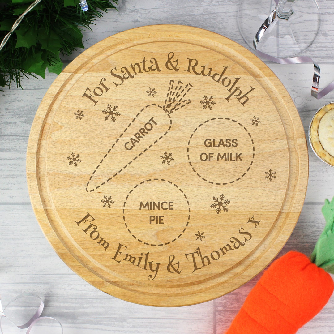 Personalised Reindeer Food Plate, Santas Arrival Wooden Serving Tray ...