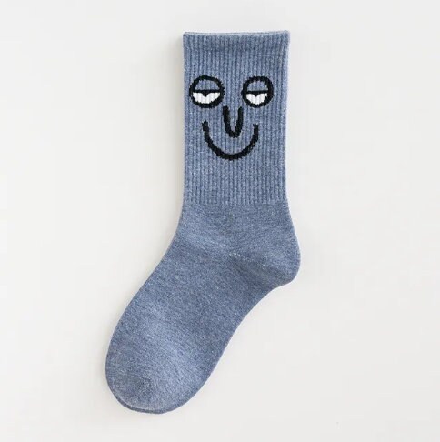Cartoon Face Socks for Girls, Duck Egg Blue Funny Face Socks for Her ...