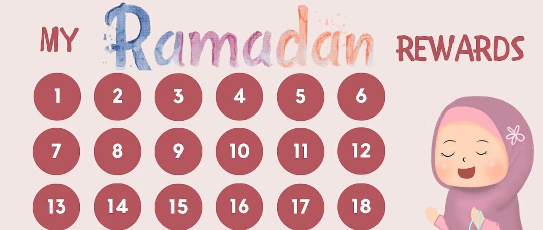 My Mini Muslimah's Girls Ramadan Reward Chart Printable Wall Art ...