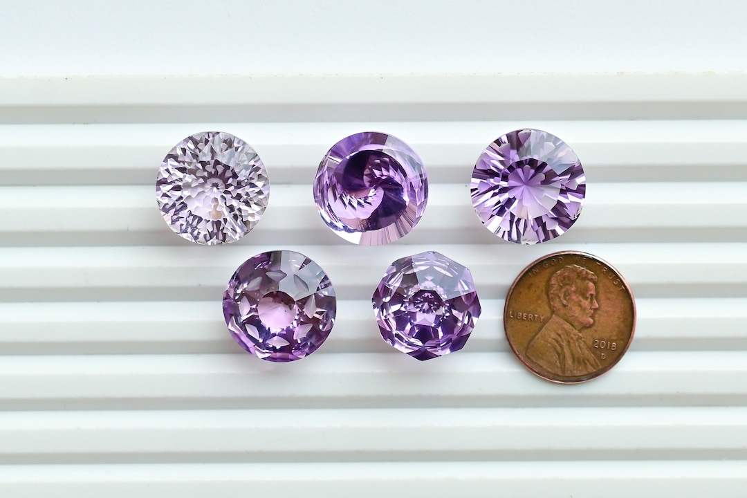Amethyst Round Fantasy Concave Cut Stone Faceted Natural Loose Gemstone ...