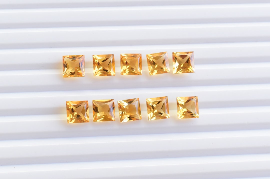 Intense Citrine Square Princess Cut Stone Natural Gemstone Cut Stone ...