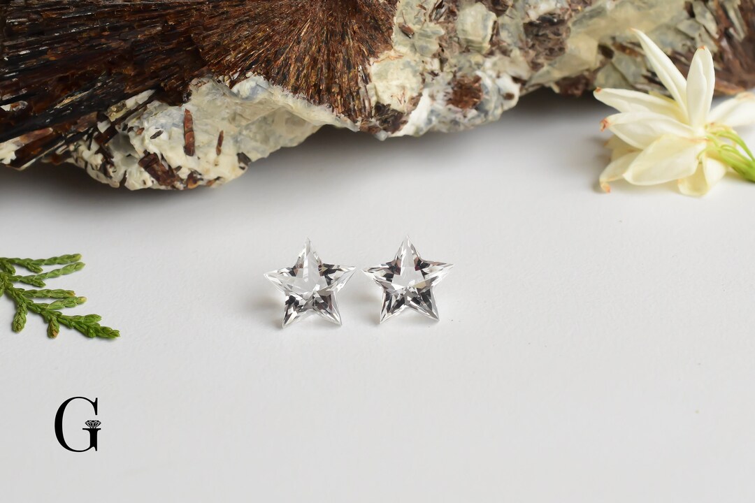 On Order • Natural Crystal Pentacle Star Cut Stone | 12x12x8.4 Mm | Top ...