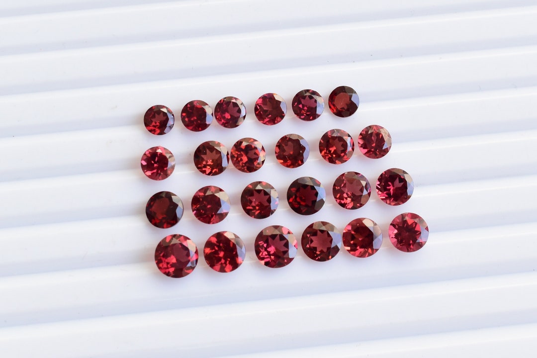 Pair of Rare Mozambique Garnet Round Stone Natural Gemstone Cut Stone ...
