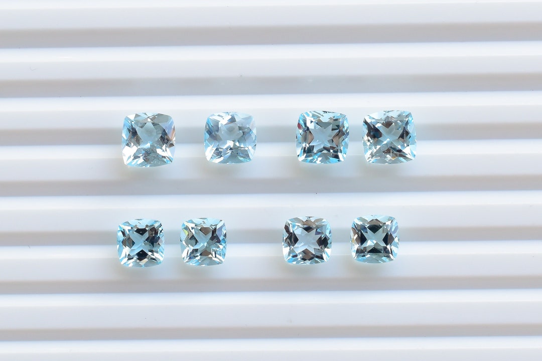 Pair of Natural Blue Topaz Cushion Cut Stone | Natural Gemstone Cut ...