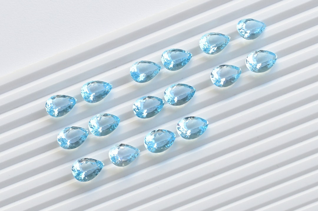 Pair of Sky Blue Topaz Pear Cut Stone Faceted Natural Gemstone | Topaz ...