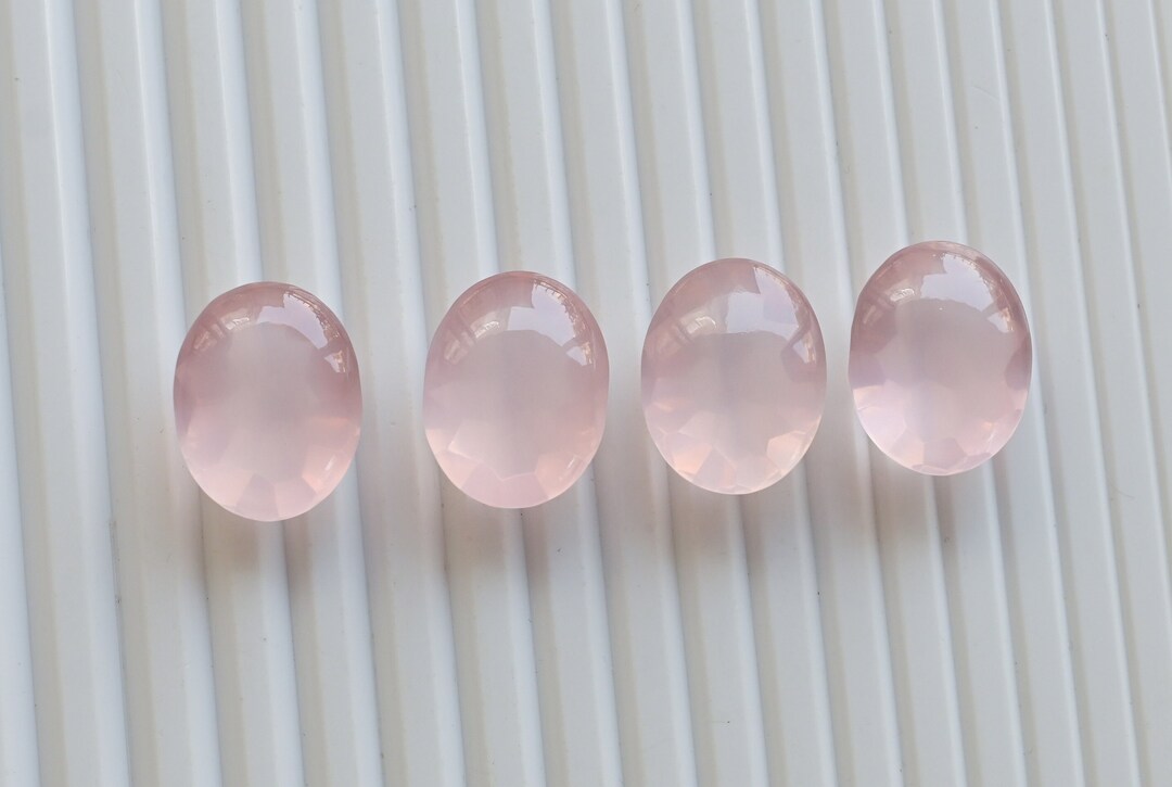 Rose Quartz Buff Top Honey Comb Concave Oval Cut Faceted Natural ...